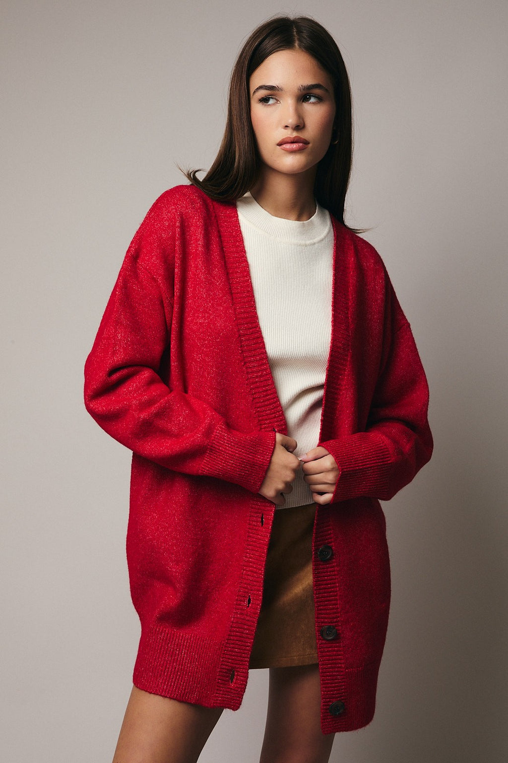 Le Lis | Callen Recycled Oversize Cardigan Red – Stella Ivy Boutique