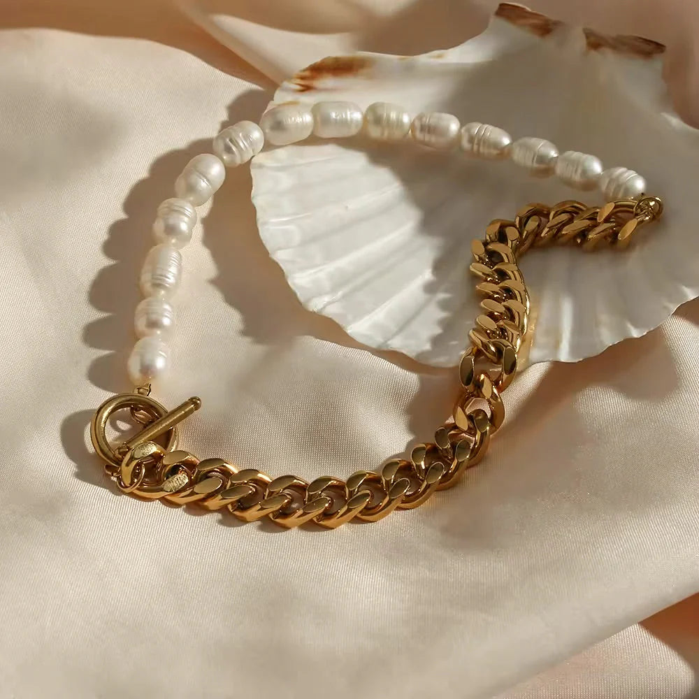 Pressie | Statement Pearl Cuban Necklace – Stella Ivy Boutique